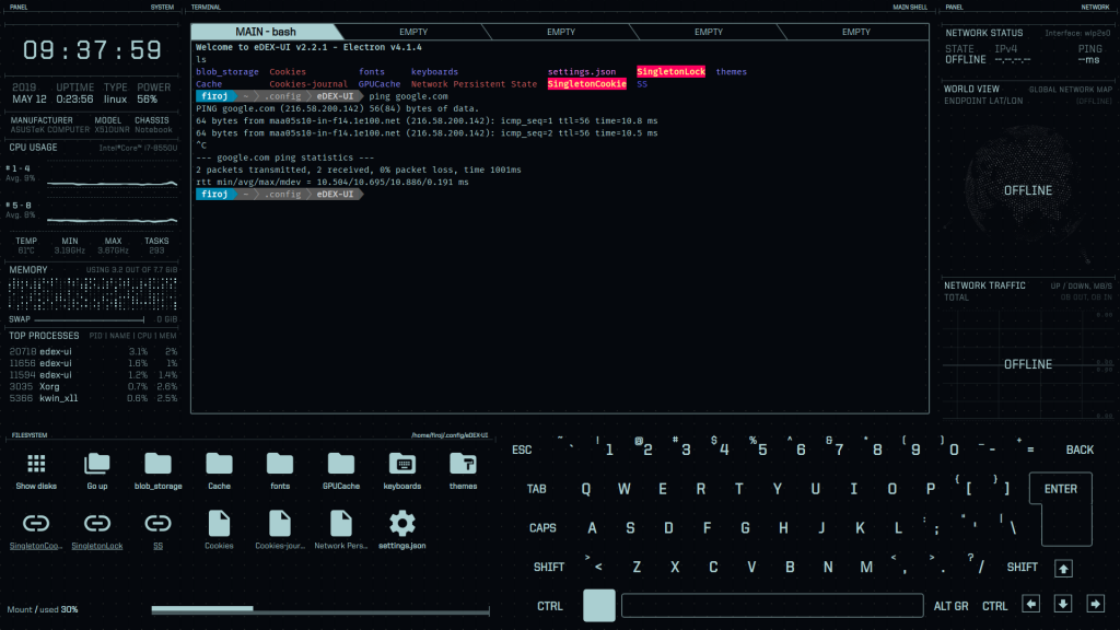 eDEX UI Sci-Fi Terminal Download for Windows, Mac, Linux